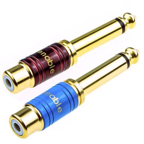 Kenable PRO Metal 6 35mm Mono Jack Plug To RCA Phono Socket In Red