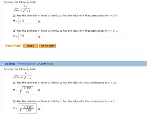 solved consider the following limit 9x lim a use the
