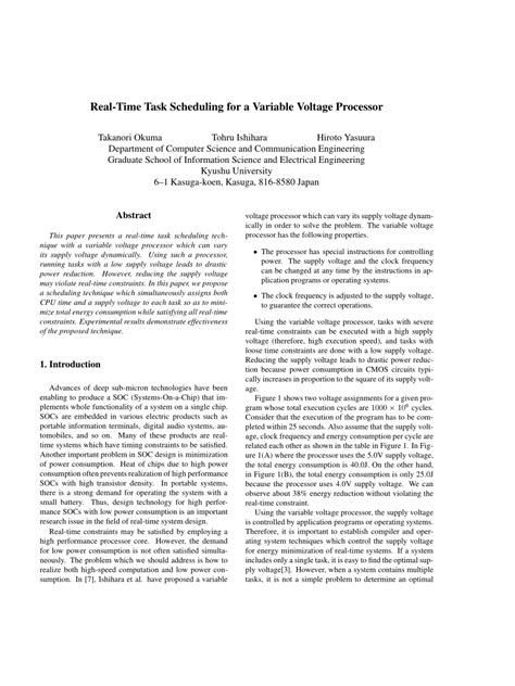 pdf real time task scheduling for a variable voltage processor