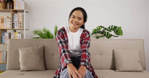 Girl Talking At Camera While Sitting On Couch 3107698 Stock Video At Vecteezy