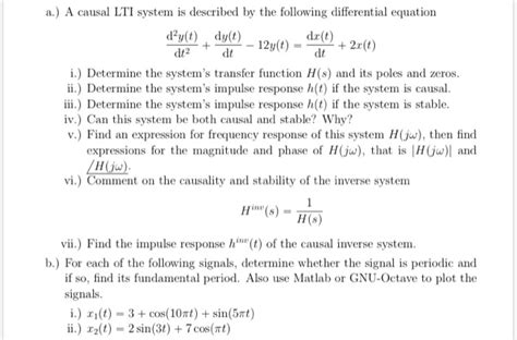 solved dt a a causal lti system is described by the