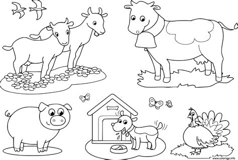 Coloriage Animaux De La Ferme Pour Les Enfants De Chevre Vache Cochon
