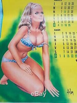 Très rare Calendrier 1971 de Aslan pin up complet superbe état
