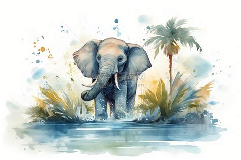 调皮的水彩大象插画插画图片下载 正版图片600218328 摄图网
