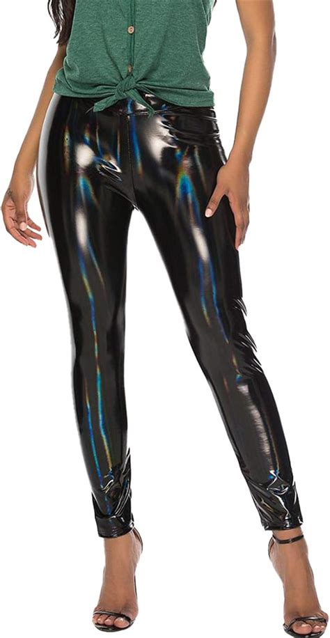 Itotrmry Frauen Wet Look Pu Leder Leggings Schlanke High Waist Wetlook Warme Sexy Skinny