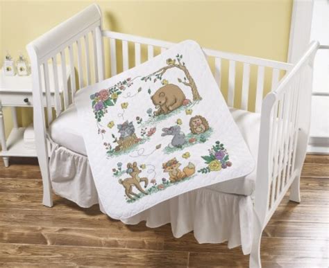 Bucilla Stamped Cross Stitch Crib Cover Kit 34 X43 Woodland Floral 1