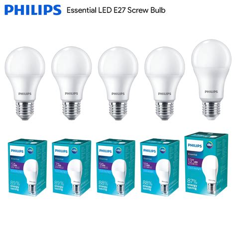 KM Lighting Product Philips Essential LED E27 Screw Bulb 5W 7W 9W