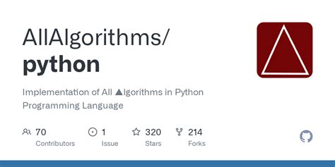 github allalgorithms python implementation of all lgorithms in python programming language