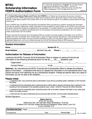 Fillable Online FERPA Authorization Form Fax Email Print PdfFiller