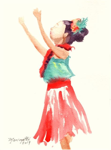 Hula Watercolor Prints Hula Girl Hula Art Print Hawaiian Paintings