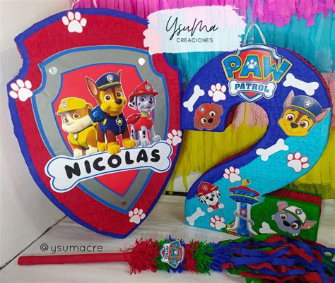 Piñata número 2 paw patrol y escudo Manualidades Decoración de unas