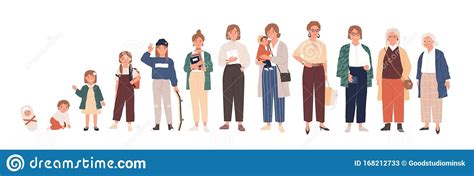Woman Life Cycle Flat Vector Illustration Female Person Aging Stages