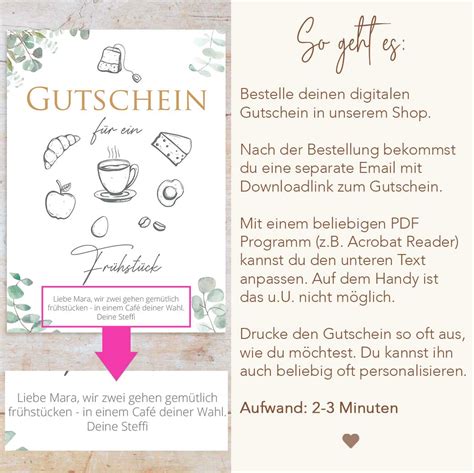 Gutschein für ein gemeinsames Frühstück PDF Personalisierbar