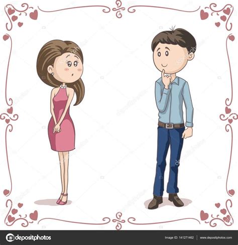 Amor A Primera Vista Vector De Dibujos Animados Pareja En