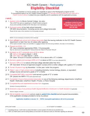 Fillable Online Icc Health Careers Radiography Fax Email Print Pdffiller