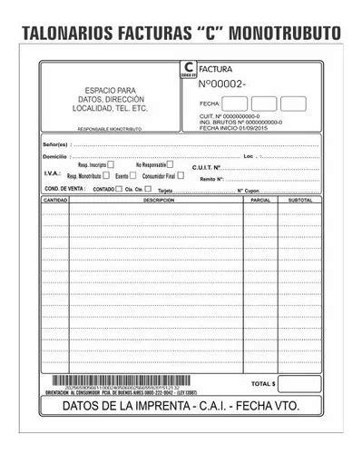 Talonarios Factura Recibo Monotributo Imprenta Afip
