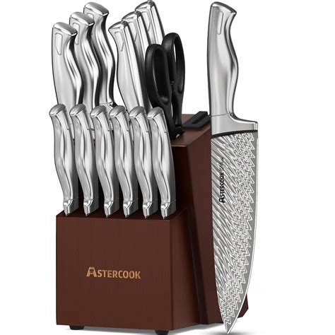 Astercook Knife Set Piece Kitchen Knife Set With Block Built In