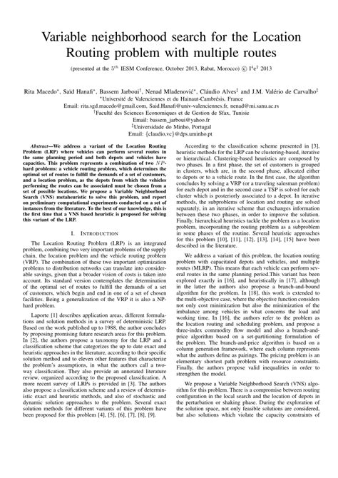 pdf variable neighborhood search for the location routing problem with multiple routes