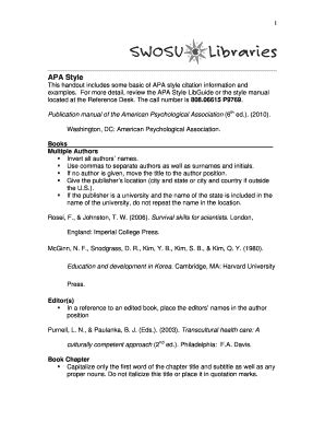 Fillable Online This Handout Includes Some Basic Of APA Style Citation