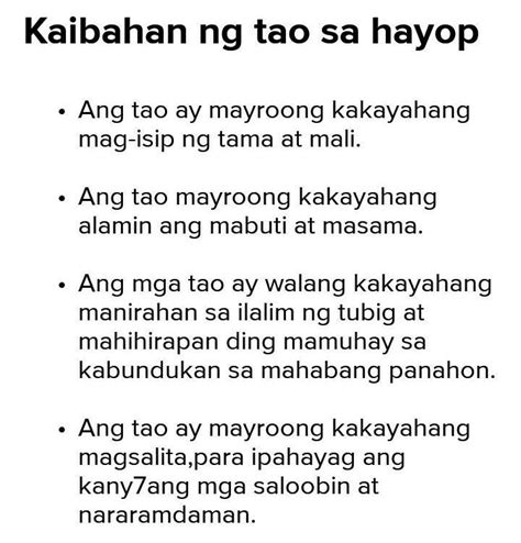 Ano Ang Pagkakaiba Ng Hayop At Tao Ang Banggitin