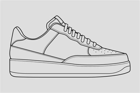 Shoes Sneaker Outline Drawing Vector Sneakers Drawn In A Sketch Style