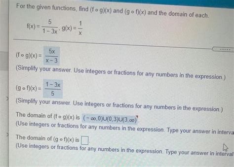 for the given functions find fog x and gof x and math