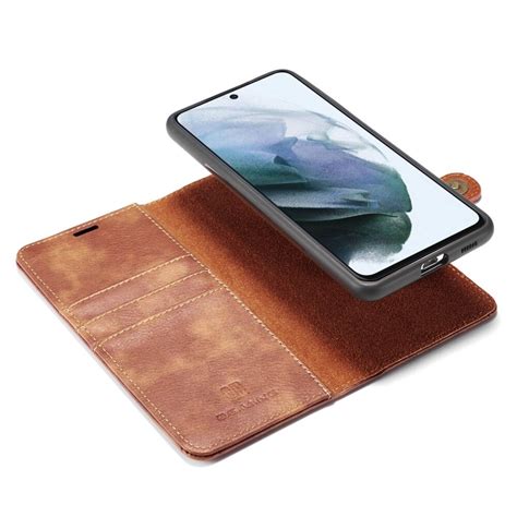 DG Ming 2 i 1 Lommebok deksel I Lær Samsung Galaxy S21 FE 5G brun