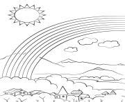 Coloriage Arc En Ciel Avec Une Maison JeColorie