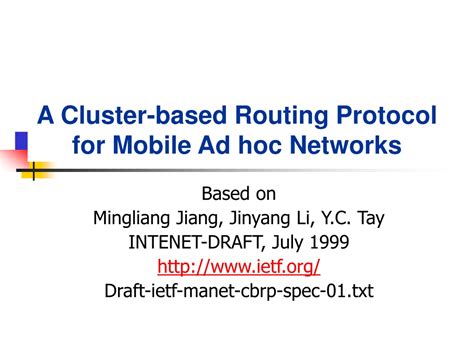 ppt a cluster based routing protocol for mobile ad hoc networks powerpoint presentation id