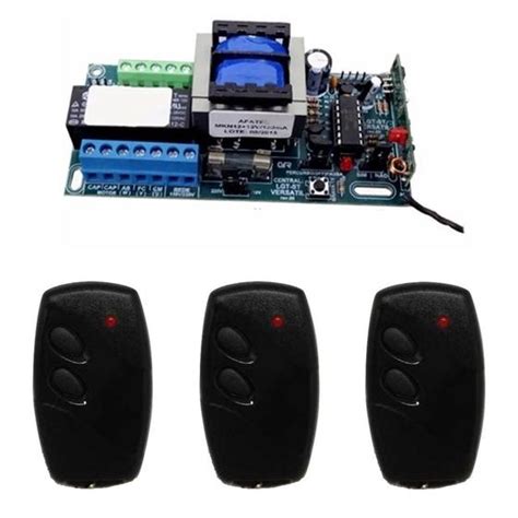 Central Placa Portao Eletronico Universal 433mhz 3 Controles Mkn