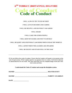 Scout Code Of Conduct Template Fill Online Printable Fillable