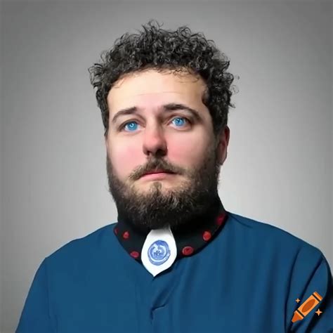 Portrait Of A Young Caucasian Male With Blue Eyes And Curly Hair On Craiyon