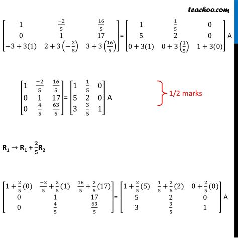 find inverse of matrix using elementary transformation teachoo