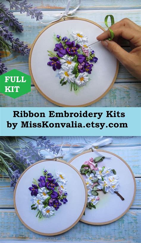 SET OF 3 KITS Silk Ribbon Embroidery Kit Set For Beginner Etsy Diy