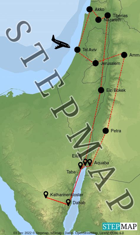 Stepmap Reise Israel Sinai Jordanien Landkarte F R Welt