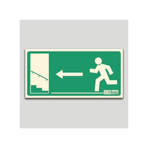 Cartel De Escalera De Emergencia Izquierda Subiendo Sin Texto