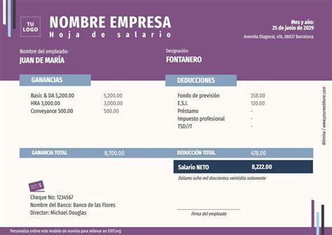 Modelos de nóminas para rellenar gratis