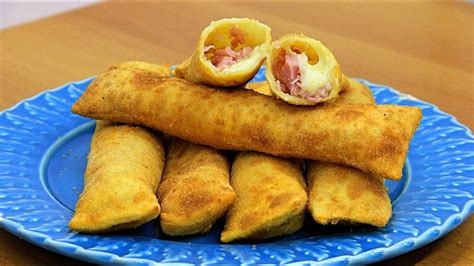 LANCHE FÁCIL PRONTO EM 5 MINUTOS FEITO MASSA DE PASTEL