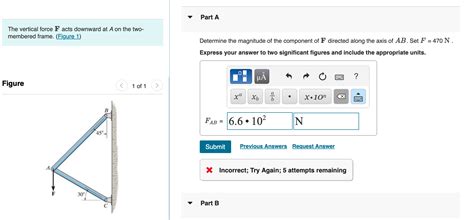 Solved The Vertical Force F Acts Downward At A On The Chegg