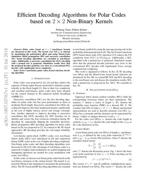 efficient decoding algorithms for polar codes based on 2×2 non binary kernels deepai