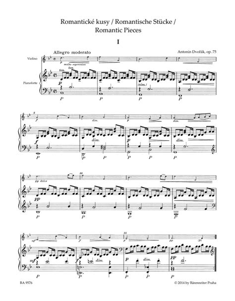0498 A Dvořák Romantic Pieces for Violin and Piano Op 75 Urtext