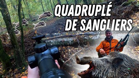 Quadruplé de sangliers La battue d une vie Tir d un cerf