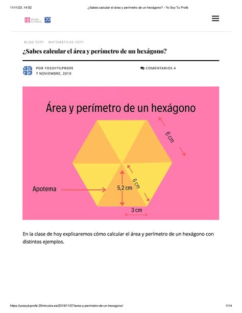Sabes Calcular El Rea Y Per Metro De Un Hex Gono Yo Soy Tu Profe