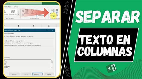COMO SEPARAR TEXTO EN EXCEL USANDO LA FUNCIÓN TEXTO EN COLUMNAS YouTube