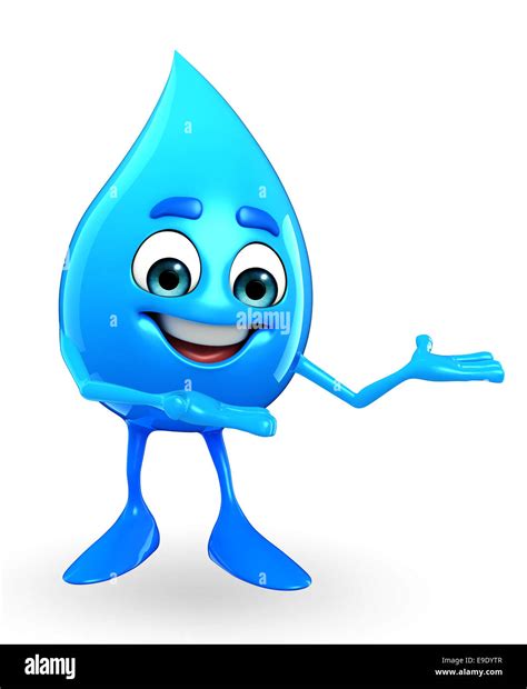 Personaje de dibujos animados de una gota de agua presenta Fotografía