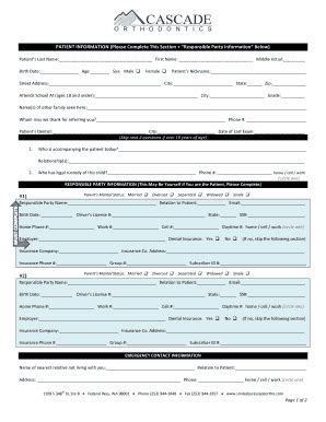 Fillable Online PATIENT INFORMATION Please Complete This Section