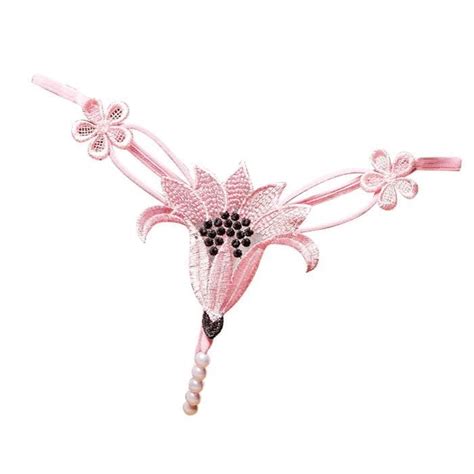 Femmes Dentelle Taille Basse Creux Perle Sexy Chaud Sexy Fleur String