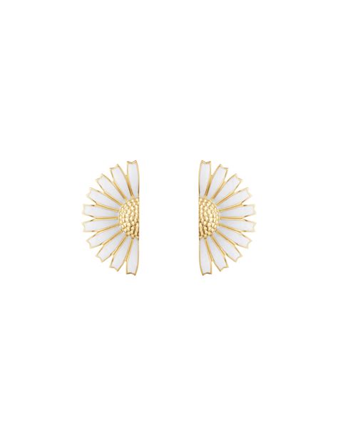 GEORG JENSEN Daisy Øreringe forg hvid emalje
