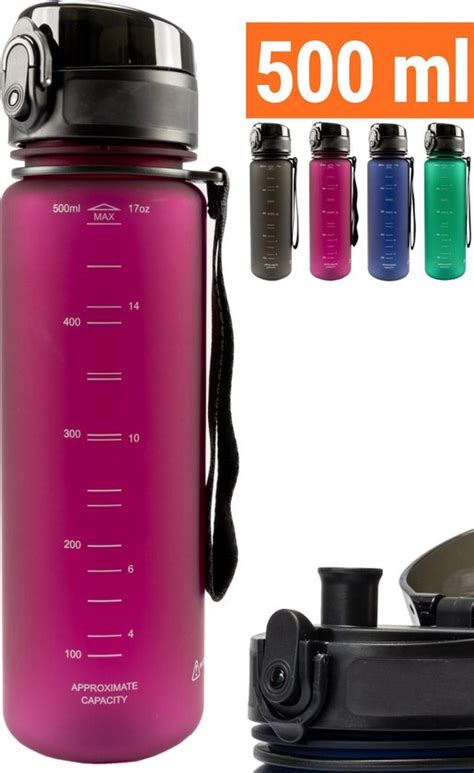 Drinkfles 500ml Sport Bidon Drinkbus Paars Rood BPA Vrij Tritan