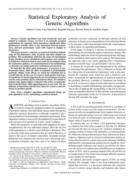pdf statistical exploratory analysis of genetic algorithms